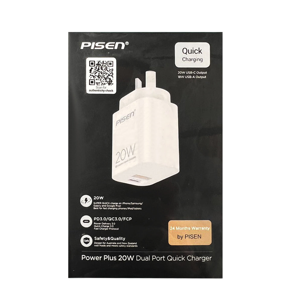 20W USB A + TYPE C Fast Wall Charger PISEN – Australia Pisen pty ltd