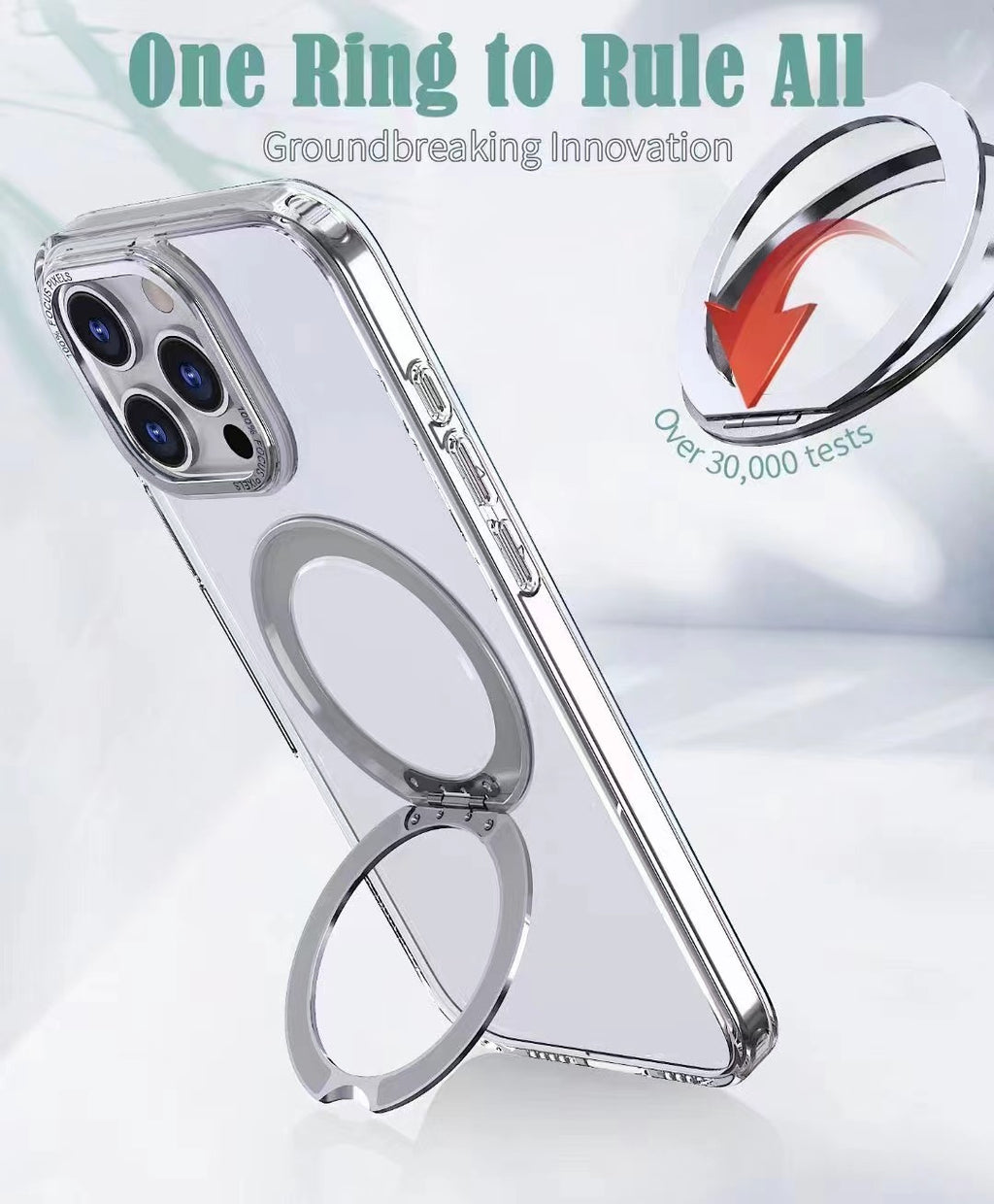 USP Clear Case For iPhone 17 Pro Max 360° Rotatable Ring Stand Compati ...